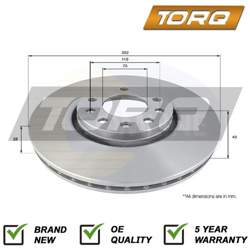 Brake Disc Front Torq Fits Vauxhall Vectra 2002-2009 Saab 9-3 2002-2015 ...