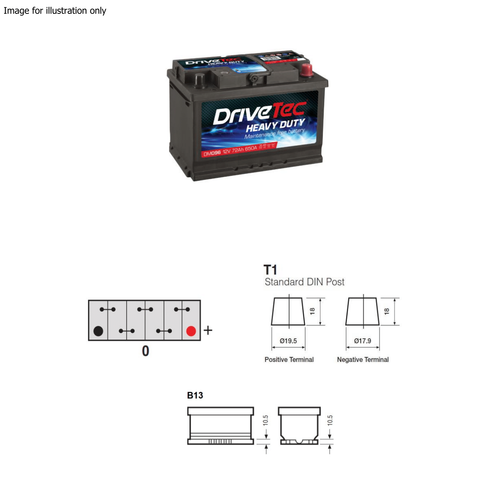 DriveTec Car Battery DM096 12V 72Ah 650A B13 T1 L3 SMF Fits VW Polo 1.4 ...