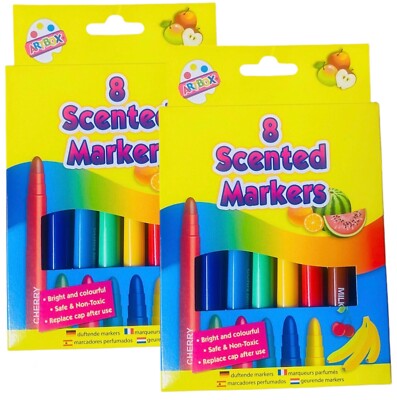 2 x Packs Scented Marker Pens Felt Tip Smell Pens Fruit Smelly Pens ...