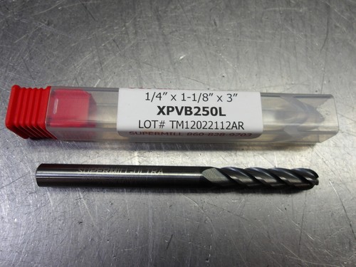SUPERMILL-ULTRA 1/4" Carbide Ball Nose Endmill 4 Flute XPVB250L (LOC575 ...