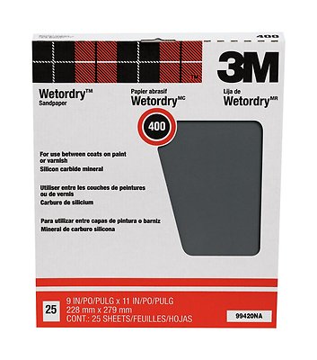 3M 88596NA Pro-Pak Wetordry Sanding Sheets, 400A-Grit, 9-Inch by 11 ...