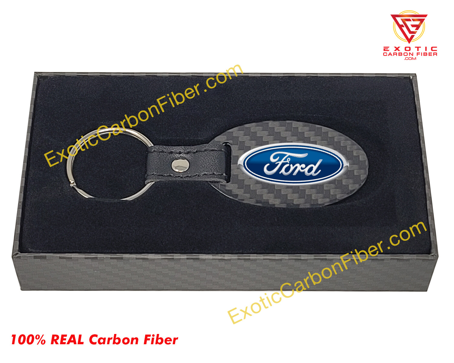 Ford F-150 Logo Text and Blue Ford logo Carbon Fiber Key Fob 2x2 Gloss ...