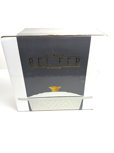 Bel Fer Enameled White Cast Iron Dutch Oven with Gold Chevron Print ...