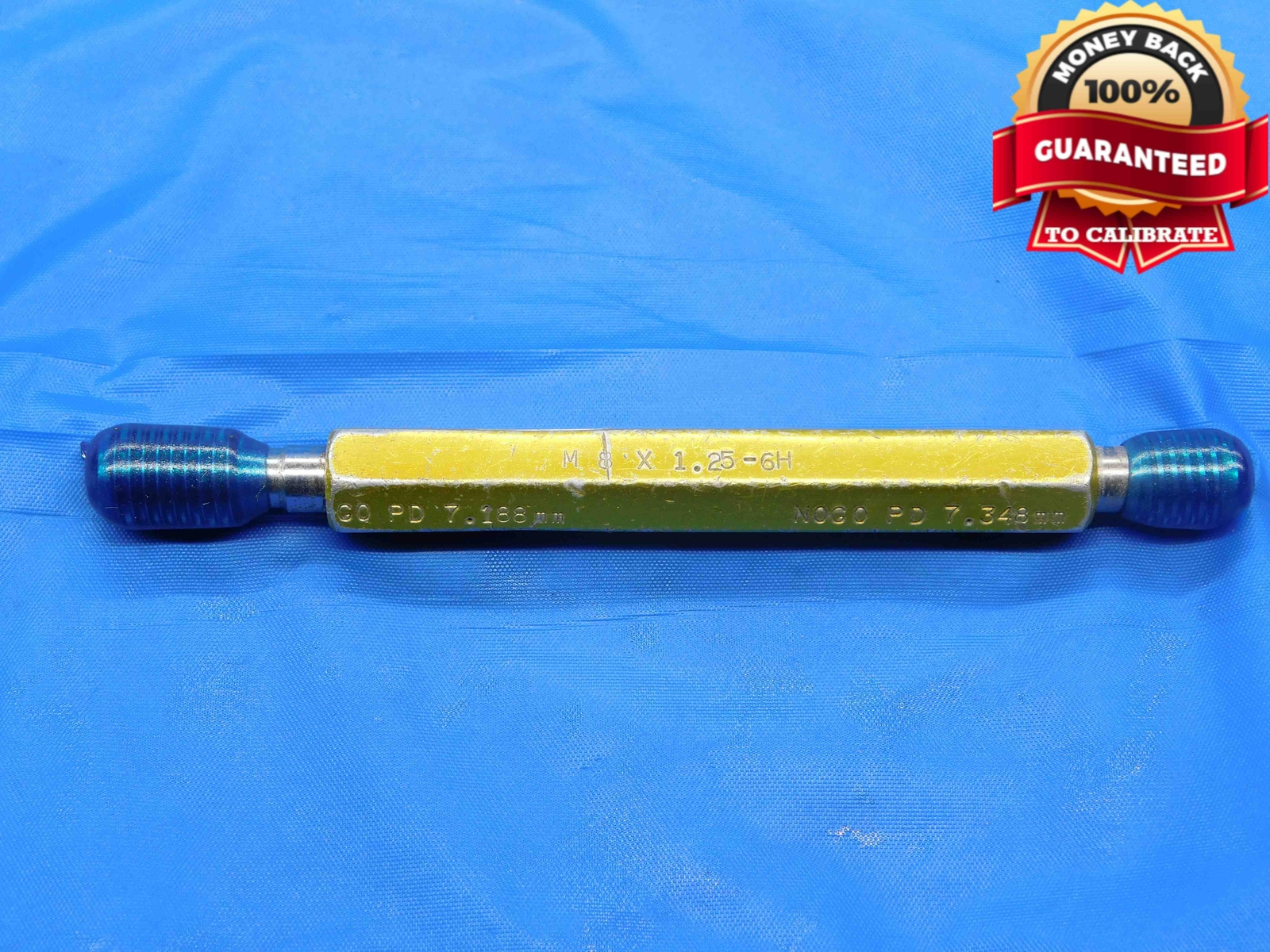 M8 X 1.25 6H METRIC THREAD PLUG GAGE 8 GO NO GO P.D.'S = 7.188 & 7.348 ...