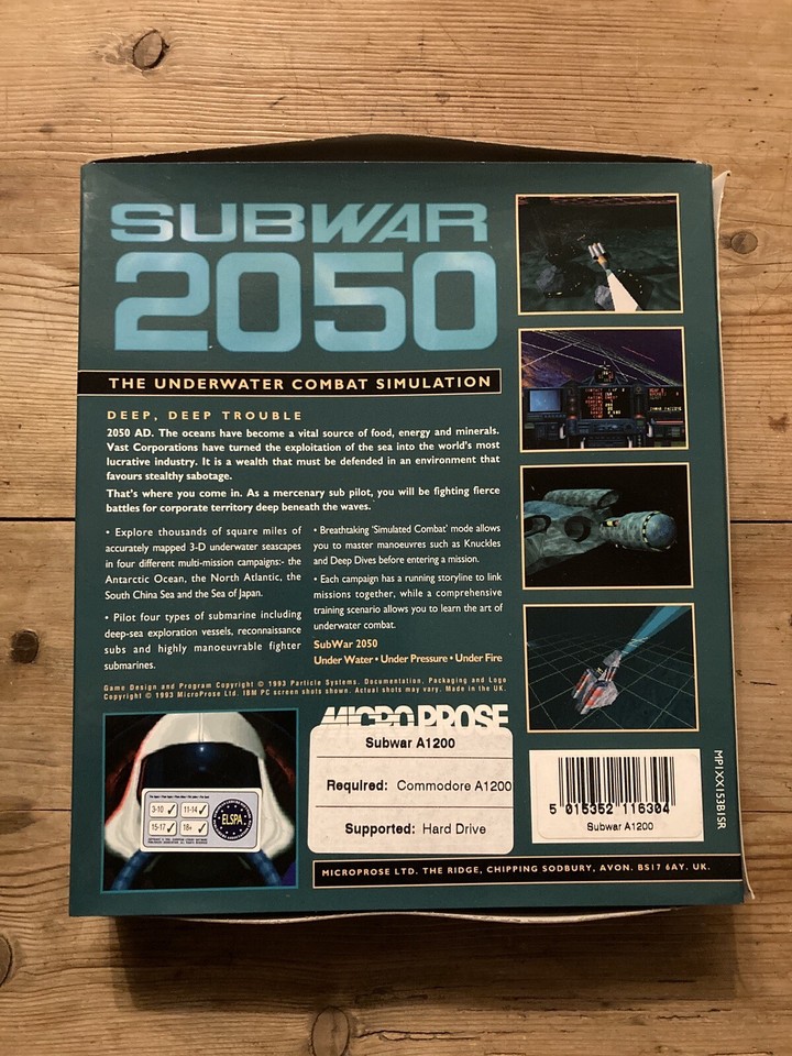 Subwar 2050 - Commodore Amiga 1200 Game. Complete And Boxed. Untested ...