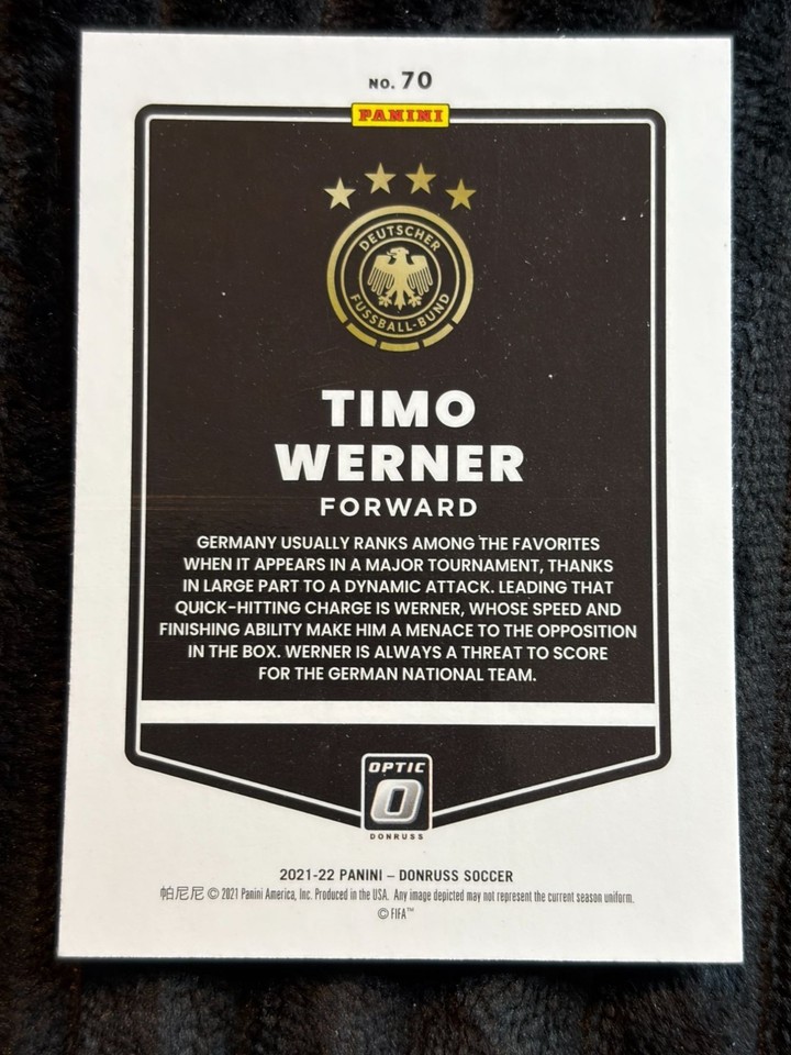 2021-22 Panini Donruss Soccer Optic Card Timo Werner No.70 Germany Road ...