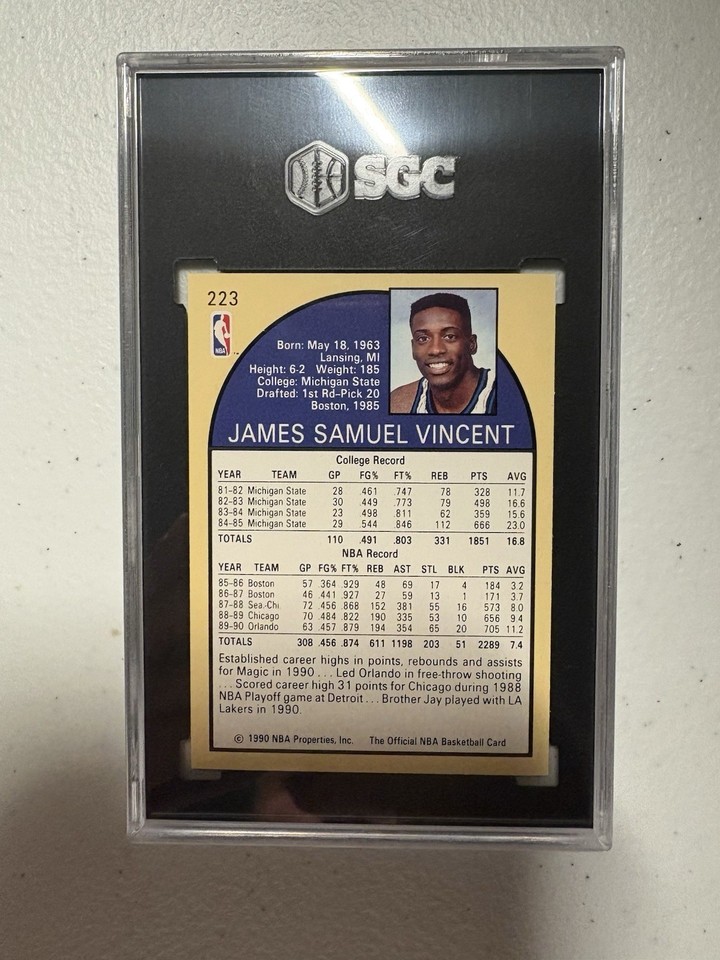 1990-91 NBA Hoops #223 Sam Vincent (Michael Jordan 12 Jersey) SGC 9.5 ...