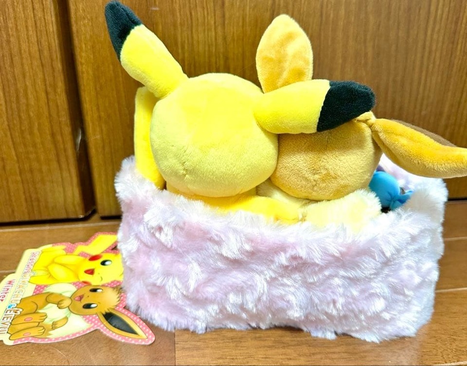 Pokemon Center Pikachu Eevee Plush Season Winter Heart Toy Authentic | eBay