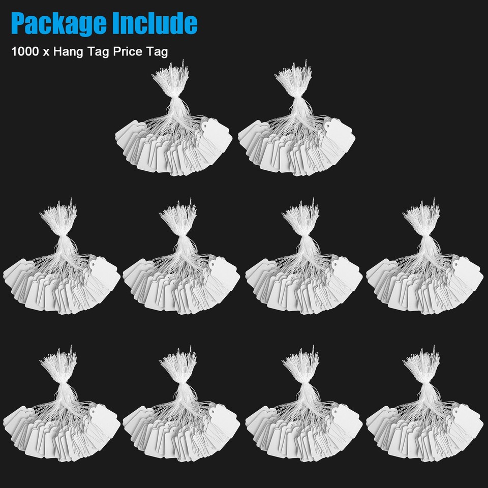 1000X White Sale Price Tags with Hang Strings for Clothing, Jewelry ...