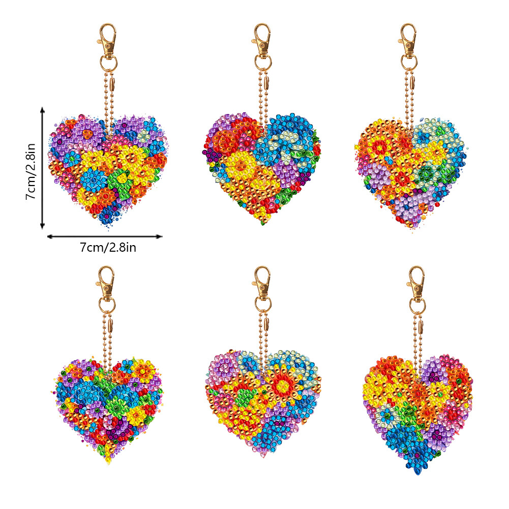 6 PCS Double Sided Special Shape Diamond Painting Keychain ...
