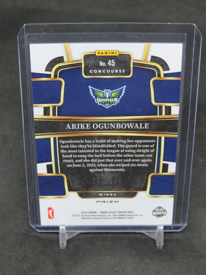 2024 PANINI SELECT WNBA ARIKE OGUNBOWALE RED BLUE /399 DALLAS WINGS DD6 ...