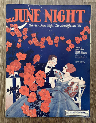 June Night Sheet Music 1924 Art Cover Jazz Fox Trot Cliff Friend | eBay