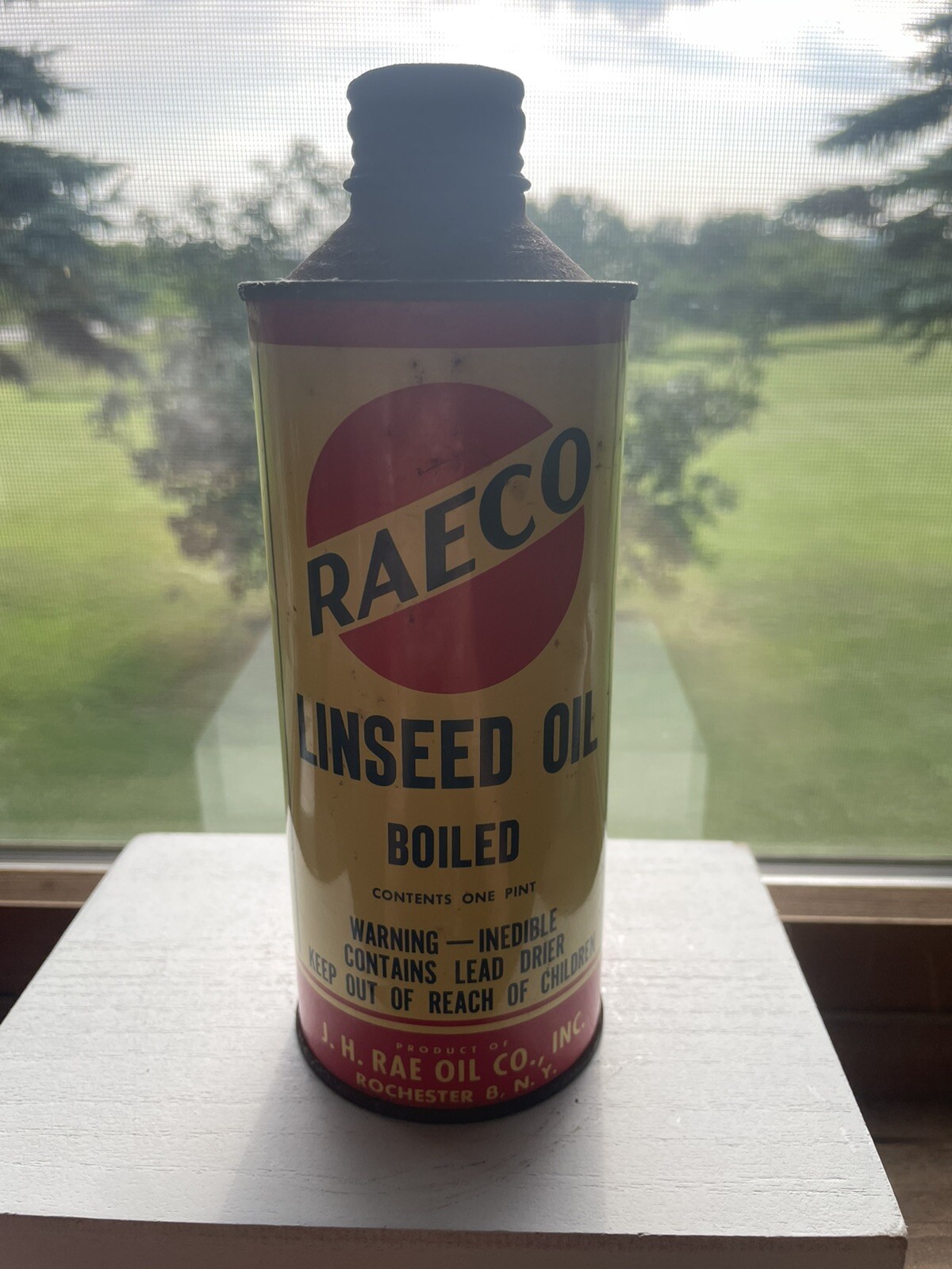 VTG RAECO Linseed Oil Boiled Cone Top 1 Pint Tin Advertising Can ...