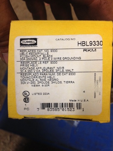 HUBBELL HBL9330 RECEPTACLE 30A 250V 2 Pole 3 Wire 5Z895 Electrical Nema ...