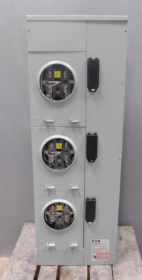 Eaton 3-Gang Commercial Meter Stack 1200/225 Amp 3ph/1ph Ringless ...