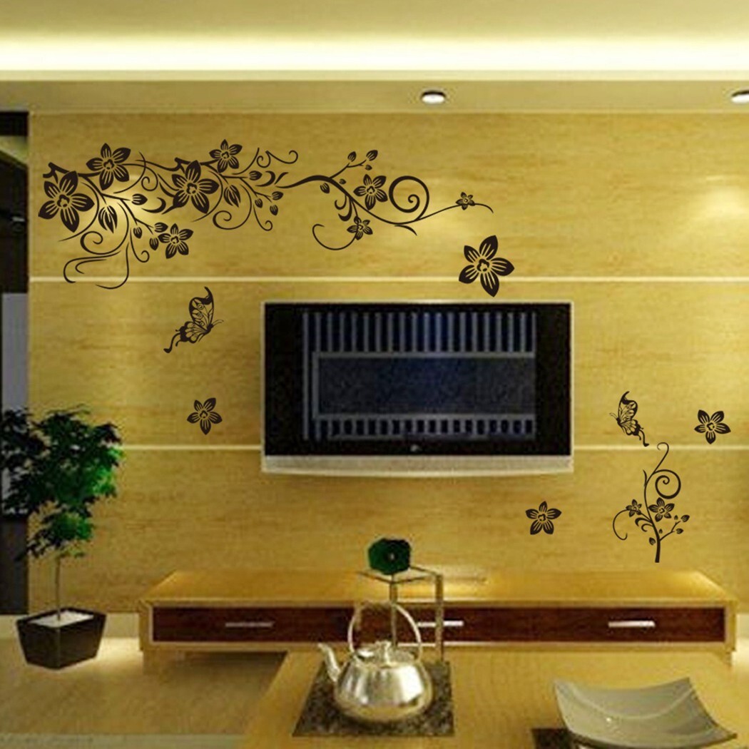 1pcs Flower Butterfly Wall Decal Stickers Home Art Decor Living Room ...