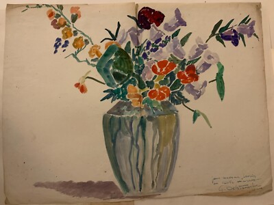 DESTOUCHE G BOUQUET DANS UN VASE AQUARELLE 1924 | eBay