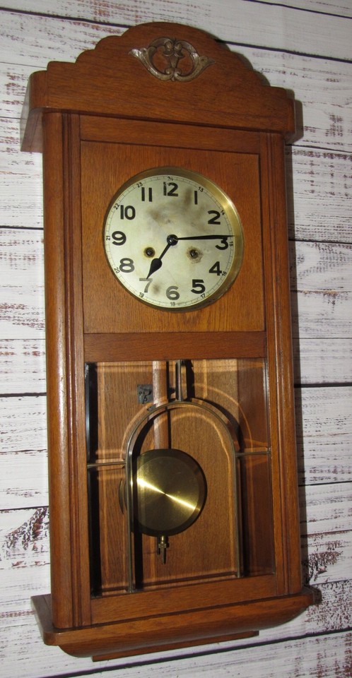 Antique Muller German Dual Divina Chime Sound Box Wall Clock 8-Day, Key ...