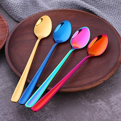 8 Pieces 8 Inch 18/10 Iced Tea SpoonsLong Handle Mixing Spoon ...