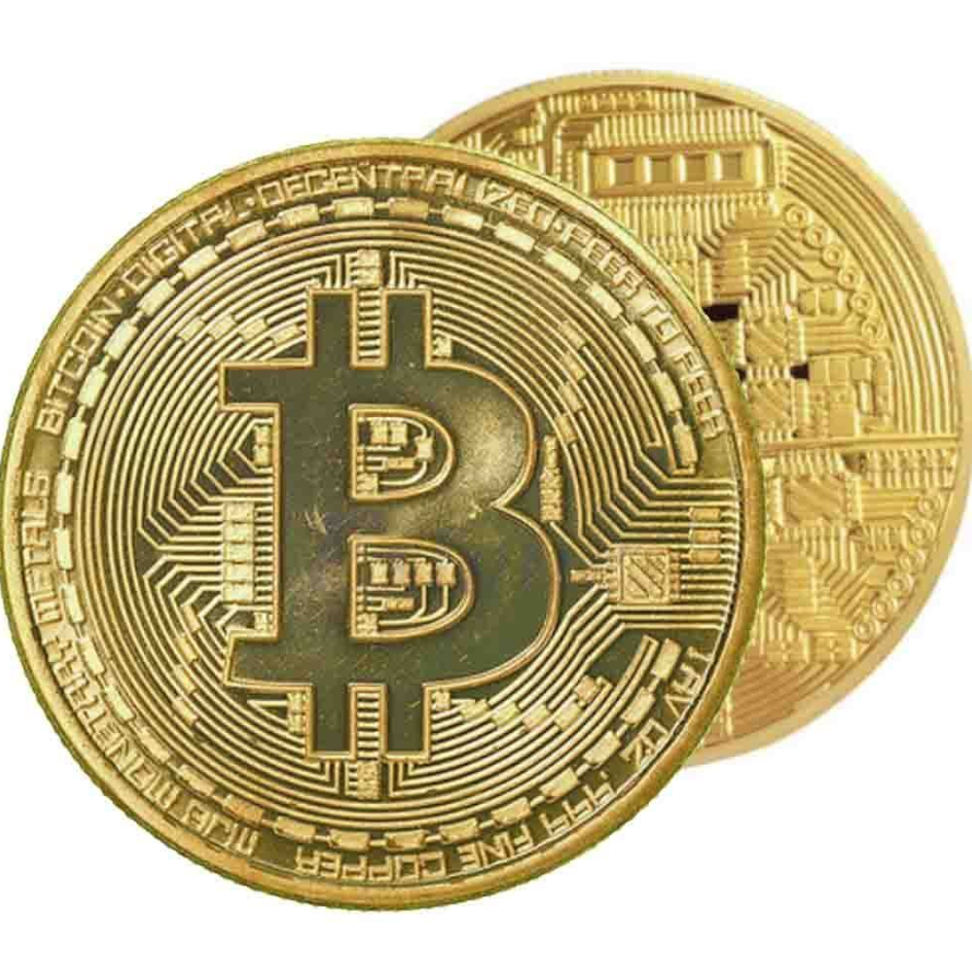3x pcs Gold Plated Bitcoin Coin Collectible Gift BTC Coin Collection ...