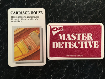 Clue MASTER DETECTIVE Carriage House Room Location Card 1988 Game ...