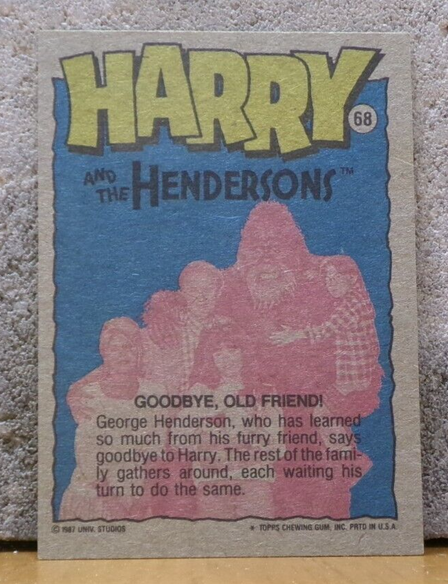 COOL TOPPS HARRY AND THE HENDERSONS TRADING CARD - GOODBYE, OLD FRIEND ...