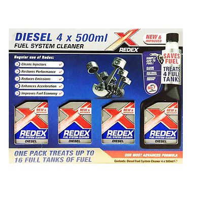 NEW - 4 X 500ML REDEX DIESEL FUEL SYSTEM CLEANER INJECTOR FOR CARS VAN ...