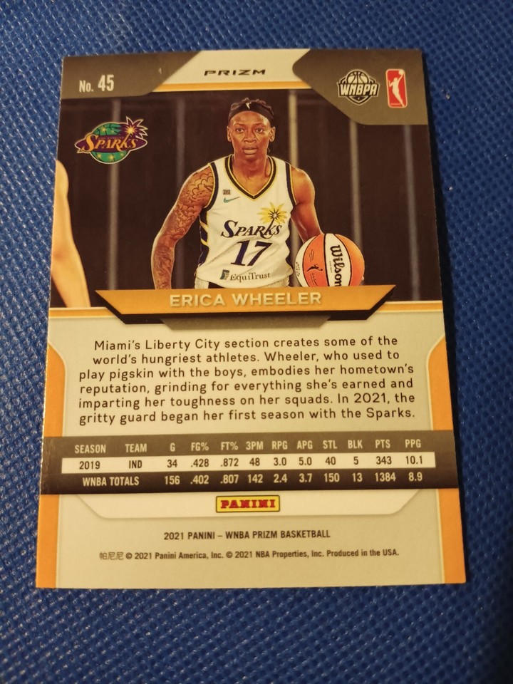 2021 ERICA WHEELER PANINI PRIZM ICE WNBA CARD #45 LOS ANGELES LA SPARKS ...