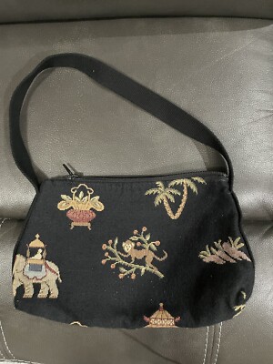 Doodle Bags embroidered tapestry purse shoulder bag Monkey & Elephants ...