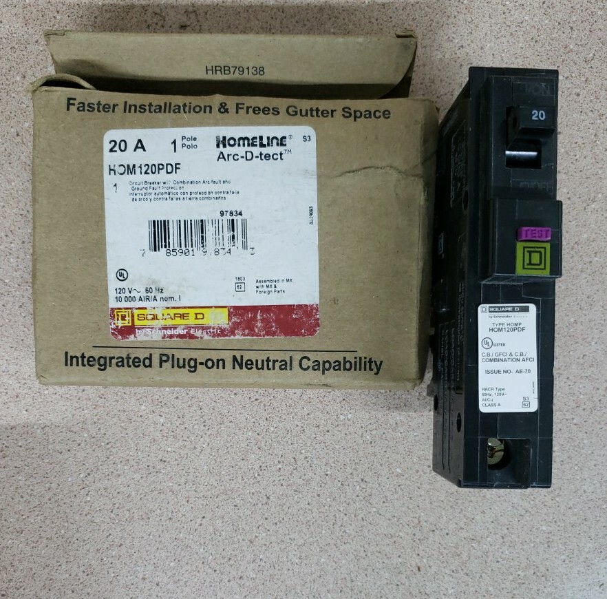 Square D HOM120PDF 120V 20A Single-Pole Circuit Breaker 785901978343 | eBay