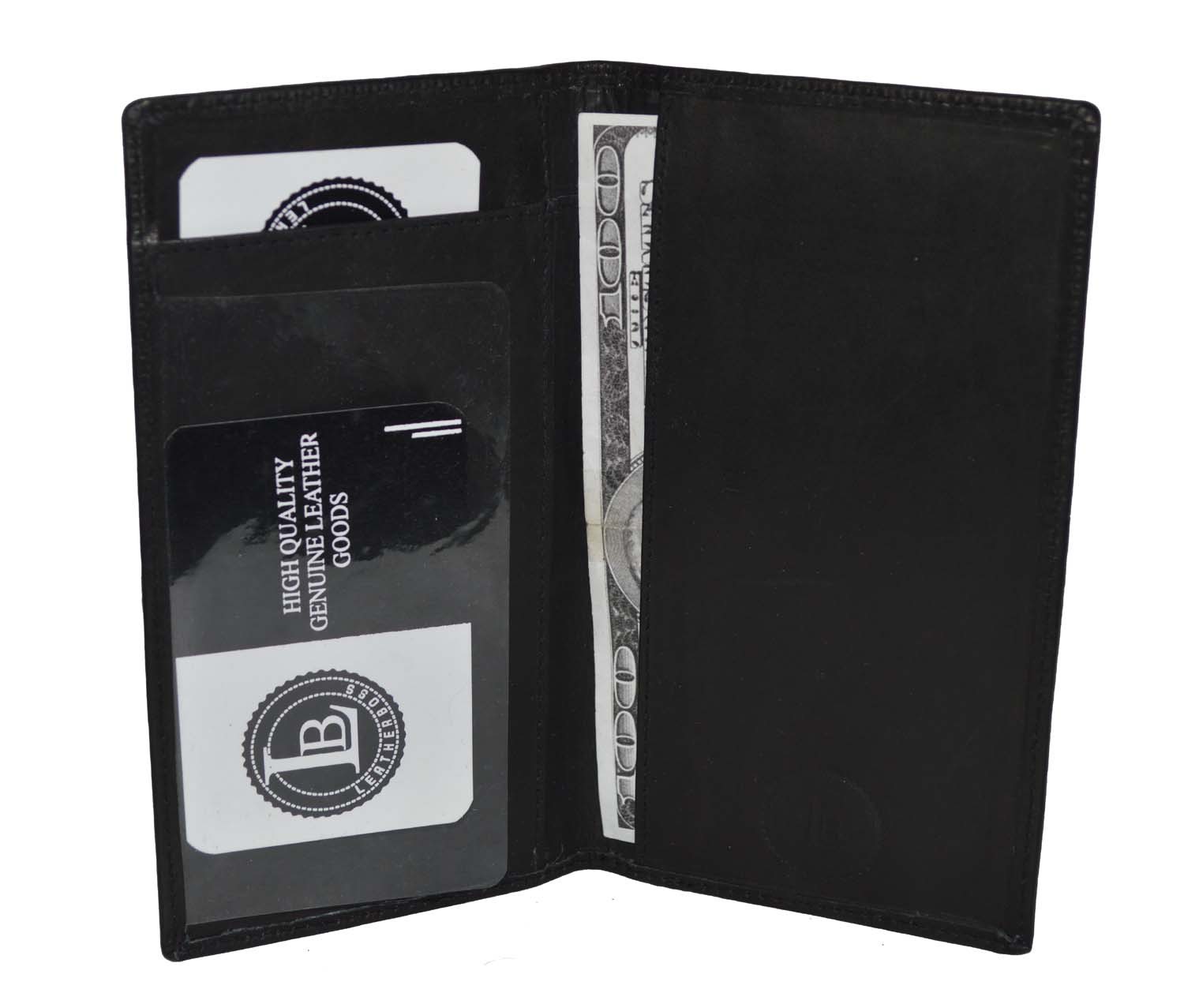 Leatherboss Genuine Leather Hand Crafted Checkbook Cover Top tear n ...