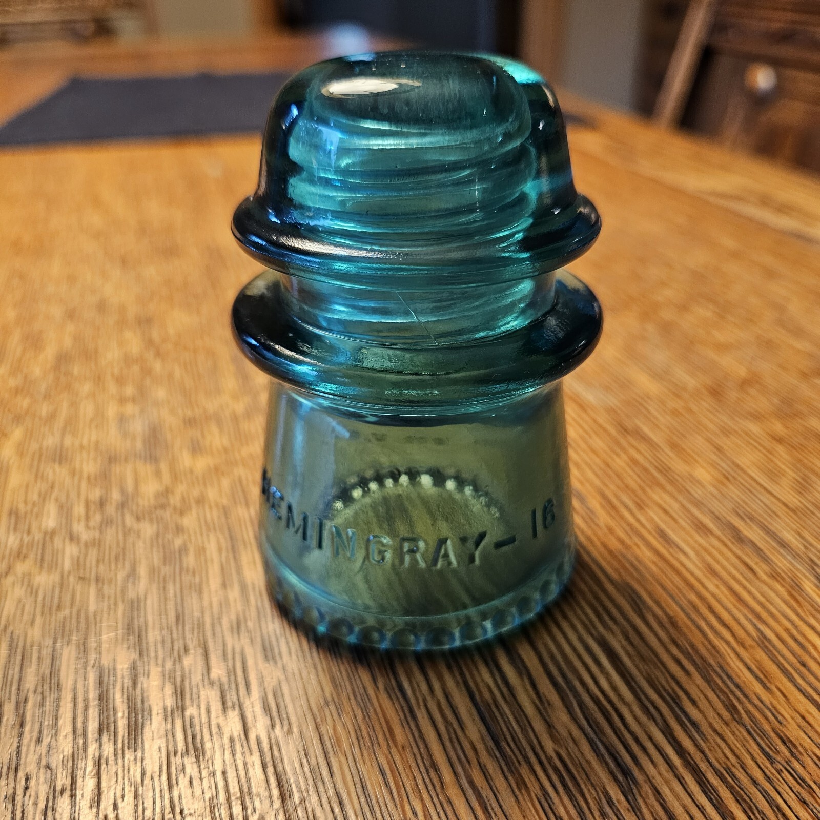 HEMINGRAY 16 - AQUA - Antique Glass Insulator -HEMINGRAY-16/Made in U.S ...