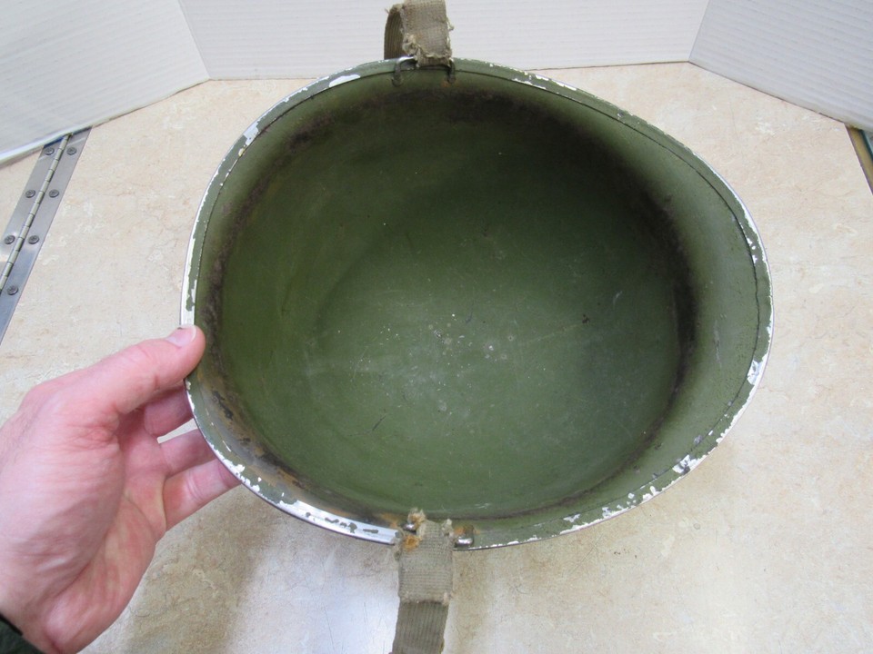 US WW2 Early Fixed Bale M1 Steel Pot Helmet Front Seam Original LOT ...