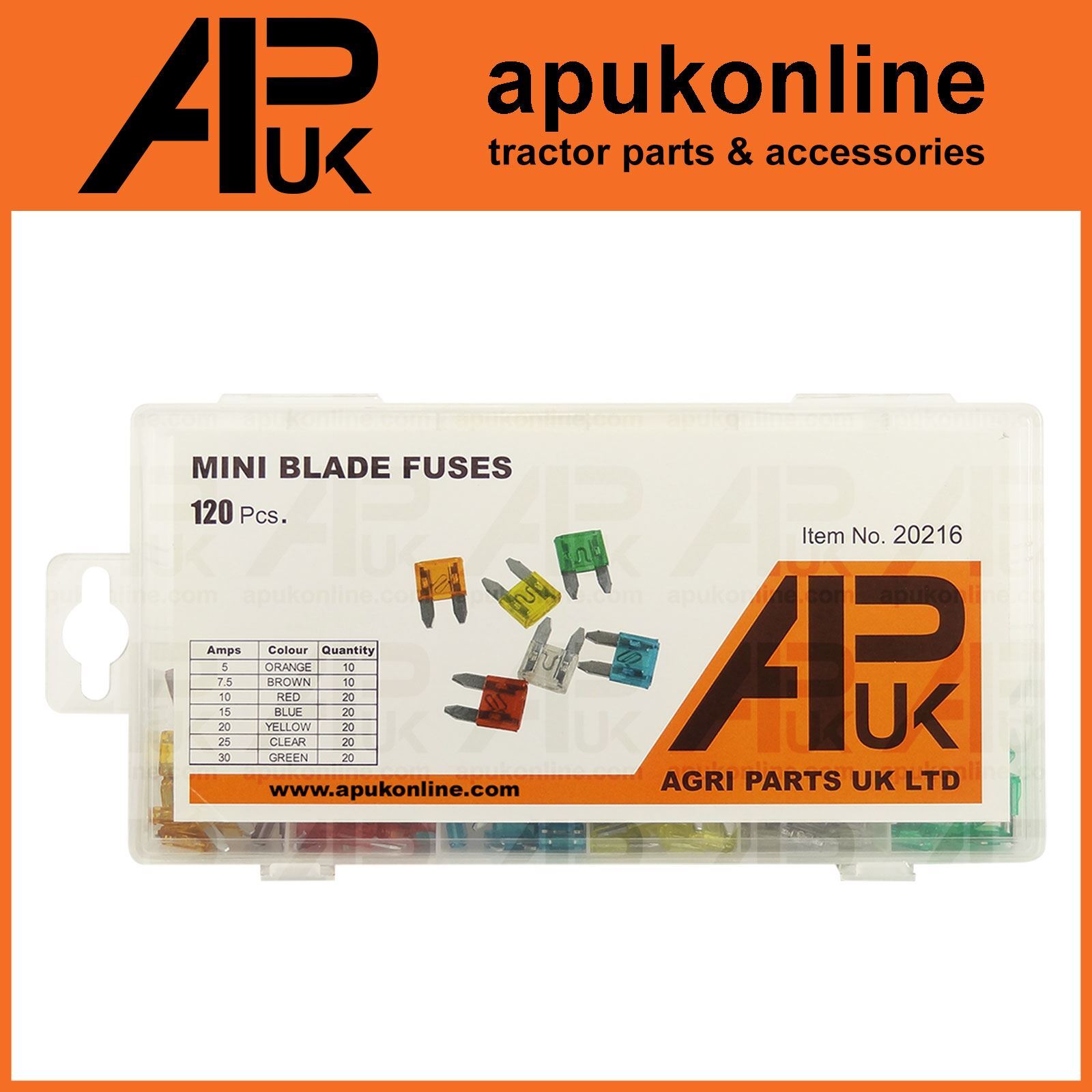 120pc Assorted Mini blade fuses for John deere Kubota Case IH Compa ...