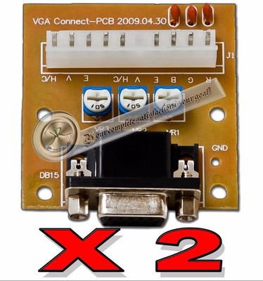 2 x CGA to VGA or VGA to CGA Adapter CGA/VGA VGA/CGA Arcade Monitor ...