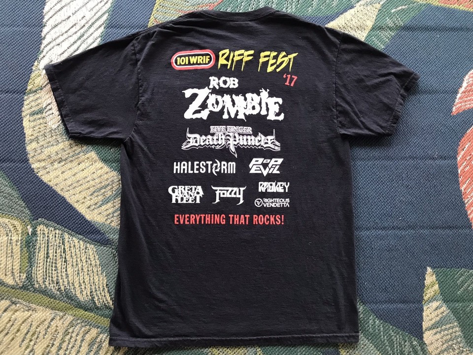 Vtg 101 WRIF Riff Fest 2017 Rock And Roll T-shirt Double Sided Rob ...