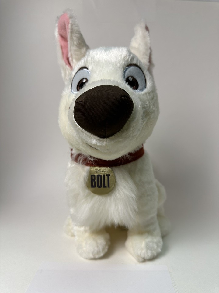 NEW! Disney Parks Bolt Dog Plush Authentic Disney Store 14" Collar w ...