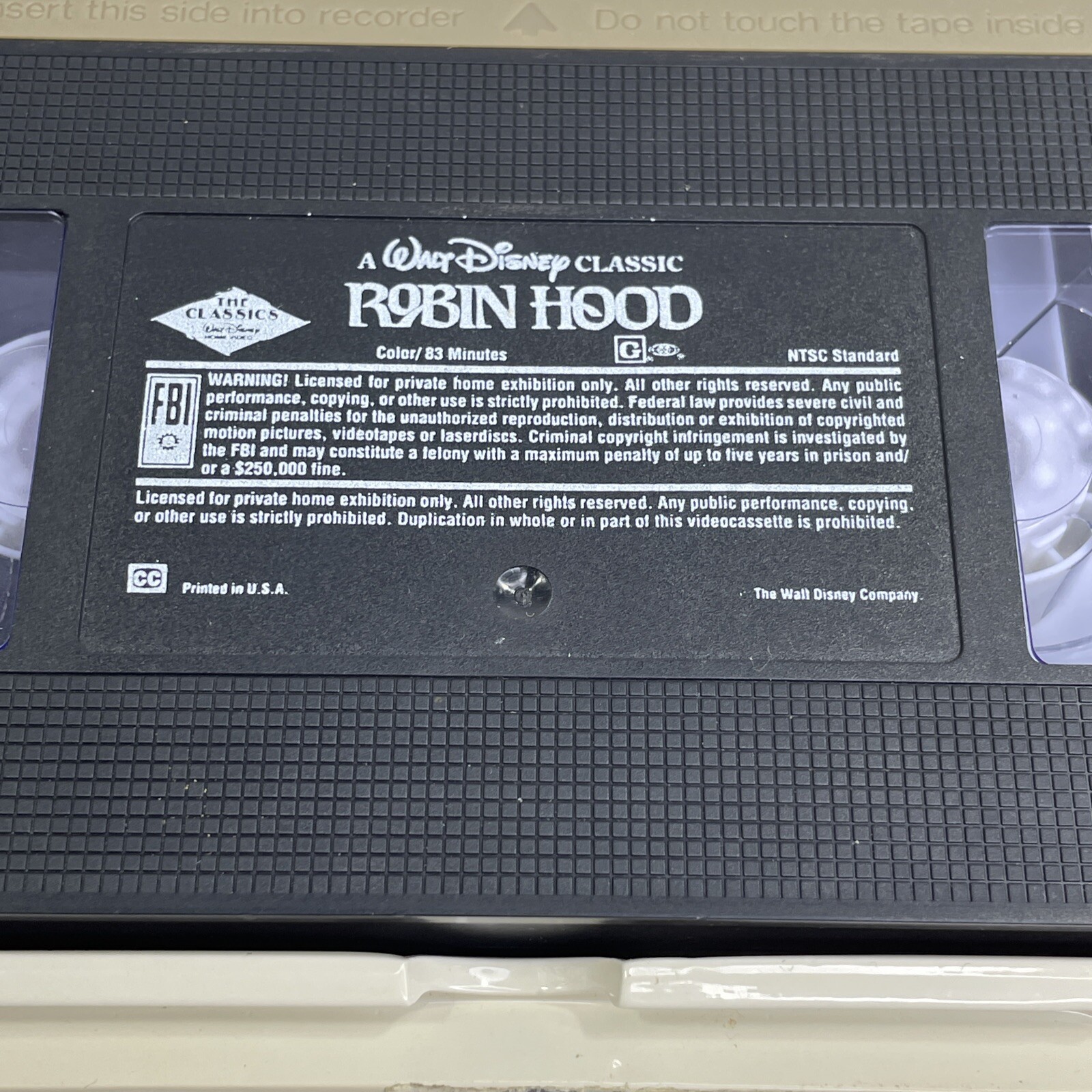 *RARE Black Diamond* Robin Hood, 1973 (VHS, 1992) Walt Disney Clam ...