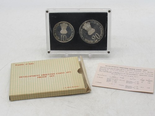 INDIA 1973 FAO PROOF SET - 2 SILVER COINS IN CASE NO RESERVE | eBay
