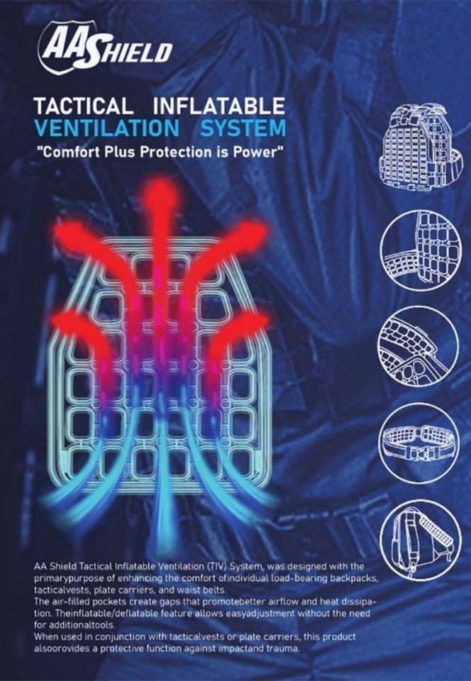 AA Shield Tactical Inflatable Armor Vent Cooling Trauma Pad for Plate ...