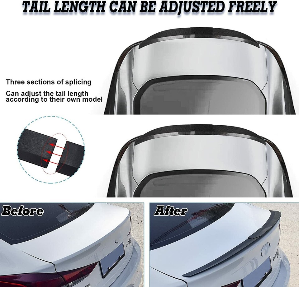 Carbon Fiber Adjustable Rear Trunk Spoiler Lip Roof Tail Wing For Car ...