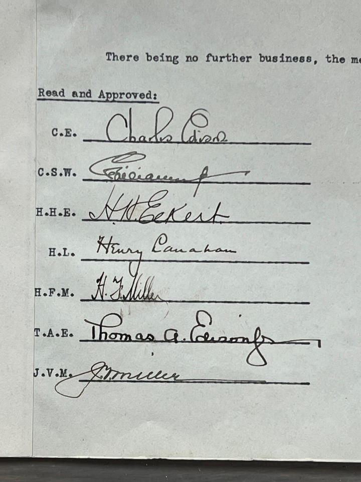 1933 Thomas Edison Jr and Charles Signed Thomas A Edison Incorporated ...