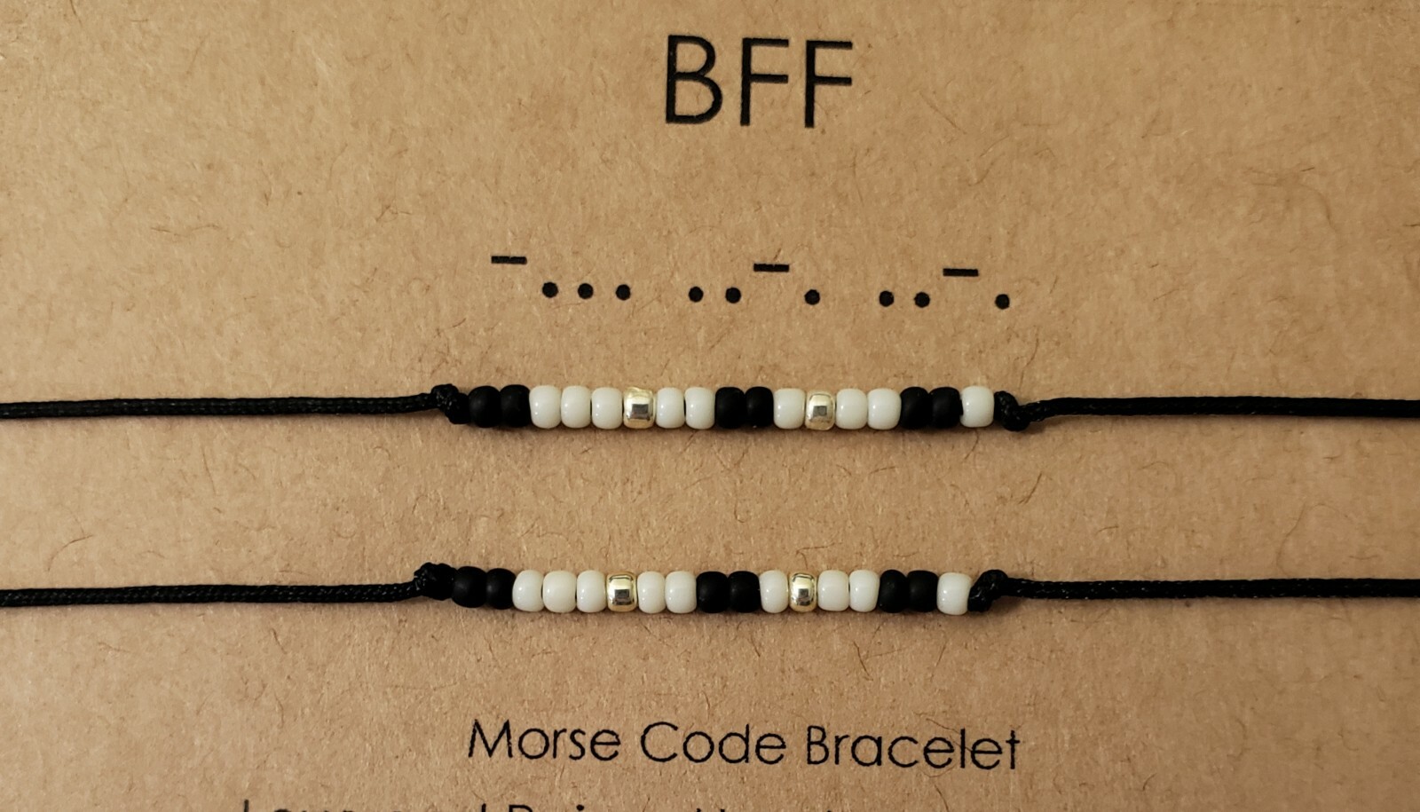 Morse Code Bracelet BFF Adjustable Cord Dainty Friendship Gift Set of 2 ...