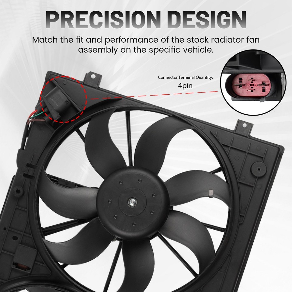 Radiator Engine Cooling AC Fan Assembly with Brushless Motor for VW ...