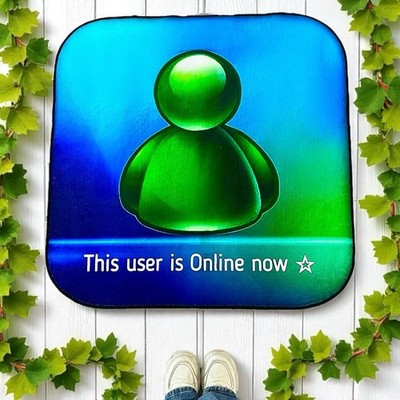 Frutiger Aero Windows MSN Icon Y2K 2000s Rug, Y2K Aesthetic, Cybercore ...