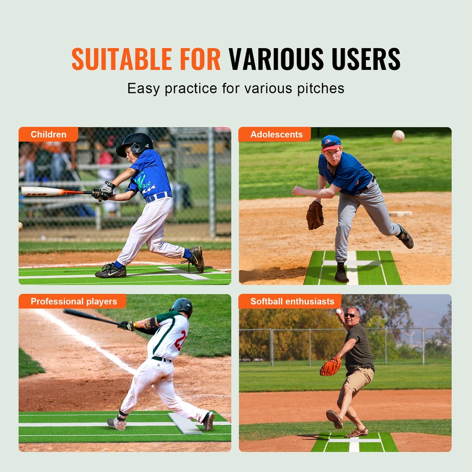 10'x3' Softball Pitching Rubber Mat Indoor Outdoor Mound Training Aid ...
