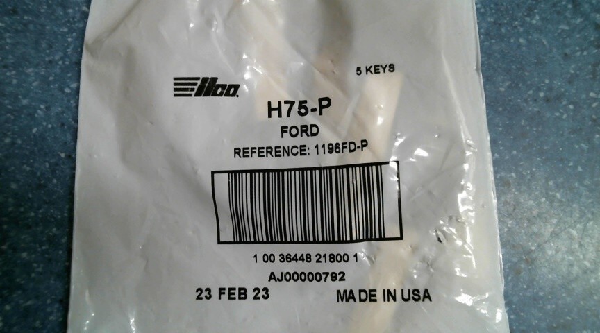 ilco H75-P Ford Non-chip Key Blanks, Bag of 5, 1196FD-P, FREE SHIPPING ...