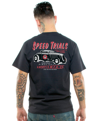 Lucky 13 Speed Trials Hot Rod Racing Cars Rockabilly Tattoos T Shirt ...