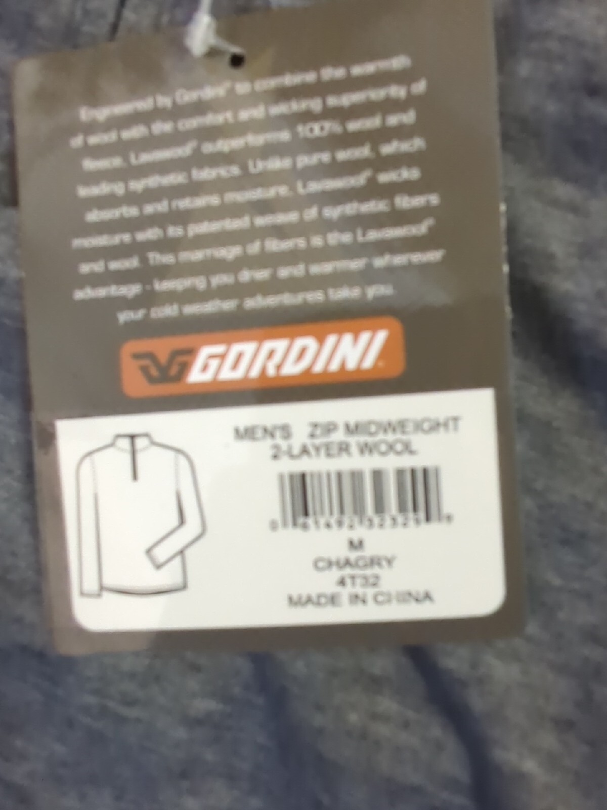 Gordini Quarter Zip Jacket Gray Base Layer Merino Wool 1/4 LavaWool M ...