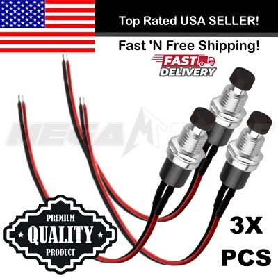 3X BLACK SPST Mini Push Button Pre-Wired N/O Momentary Switch OFF-(ON ...